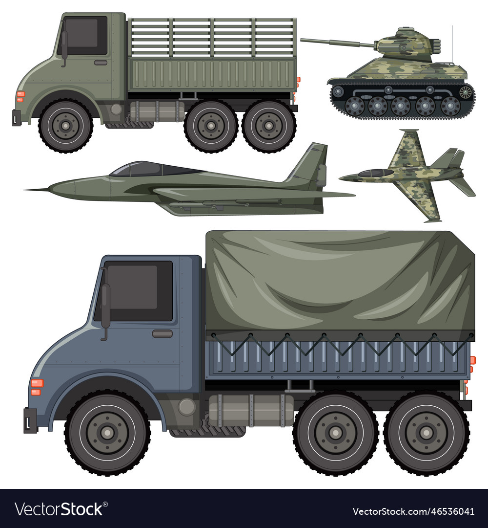 Set of military vehicles Royalty Free Vector Image