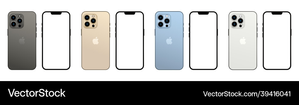 Set of new iphone 13 pro Royalty Free Vector Image