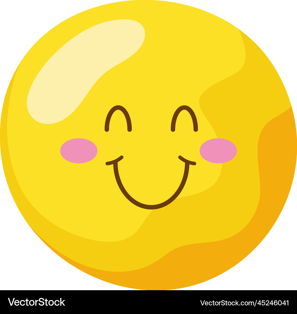 Sun emoji smiling kawaii Royalty Free Vector Image
