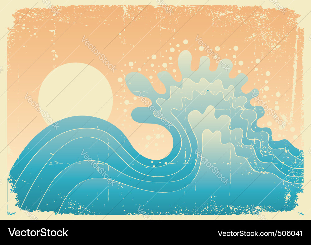 Wave in oceanwater nature background with sun Vector Image