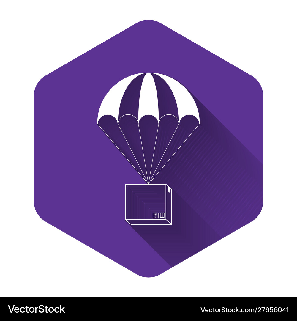 White box flying on parachute icon isolated Vector Image