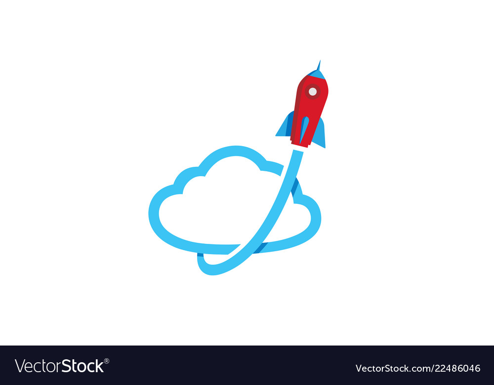 Creative rocket cloud symbol logo Royalty Free Vector Image