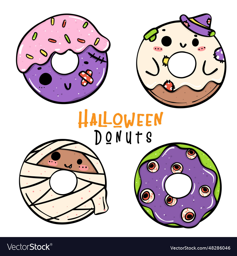 Cute colorful spooky halloween donut costume Vector Image