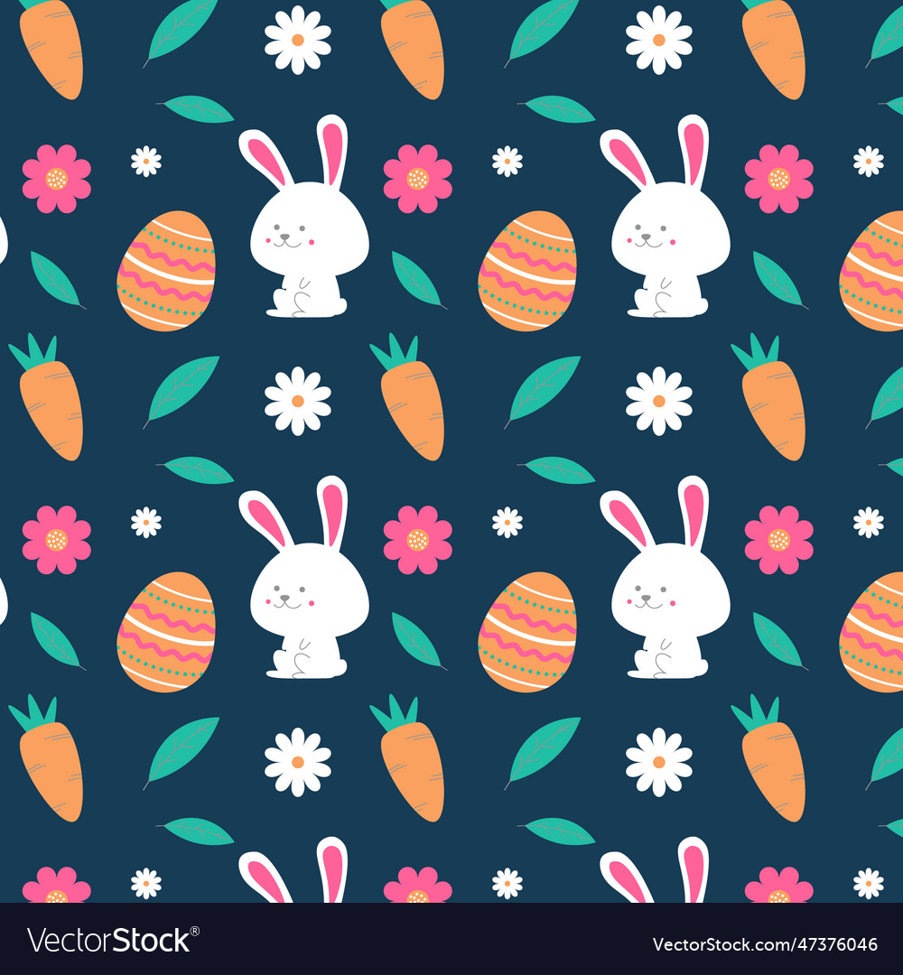 Flat hand drawn easter pattern Royalty Free Vector Image