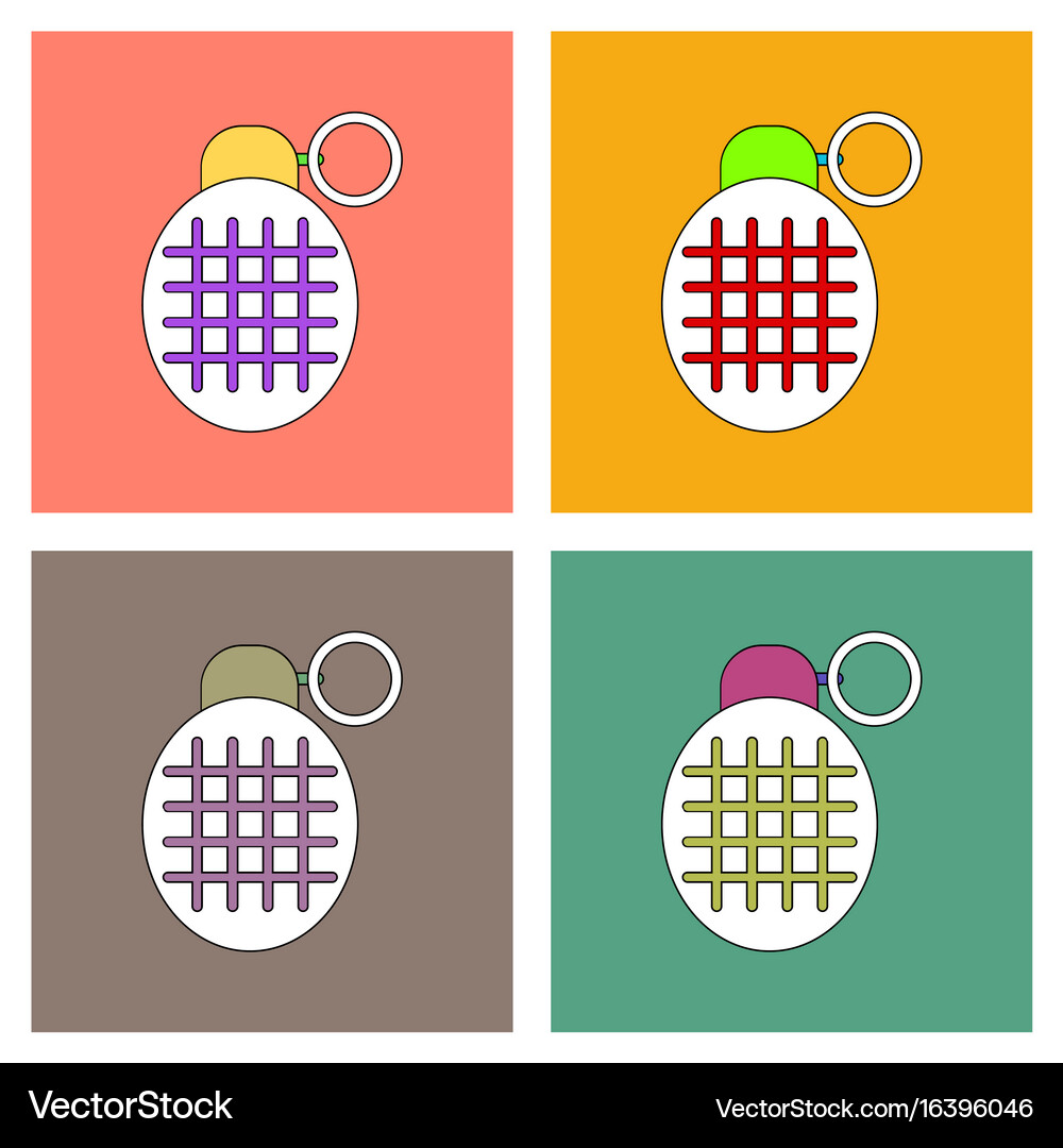 Flat icon design collection military frag grenade Vector Image