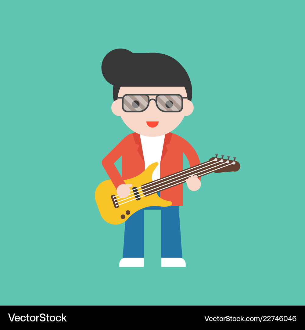 Guitarist cute character professional set flat Vector Image