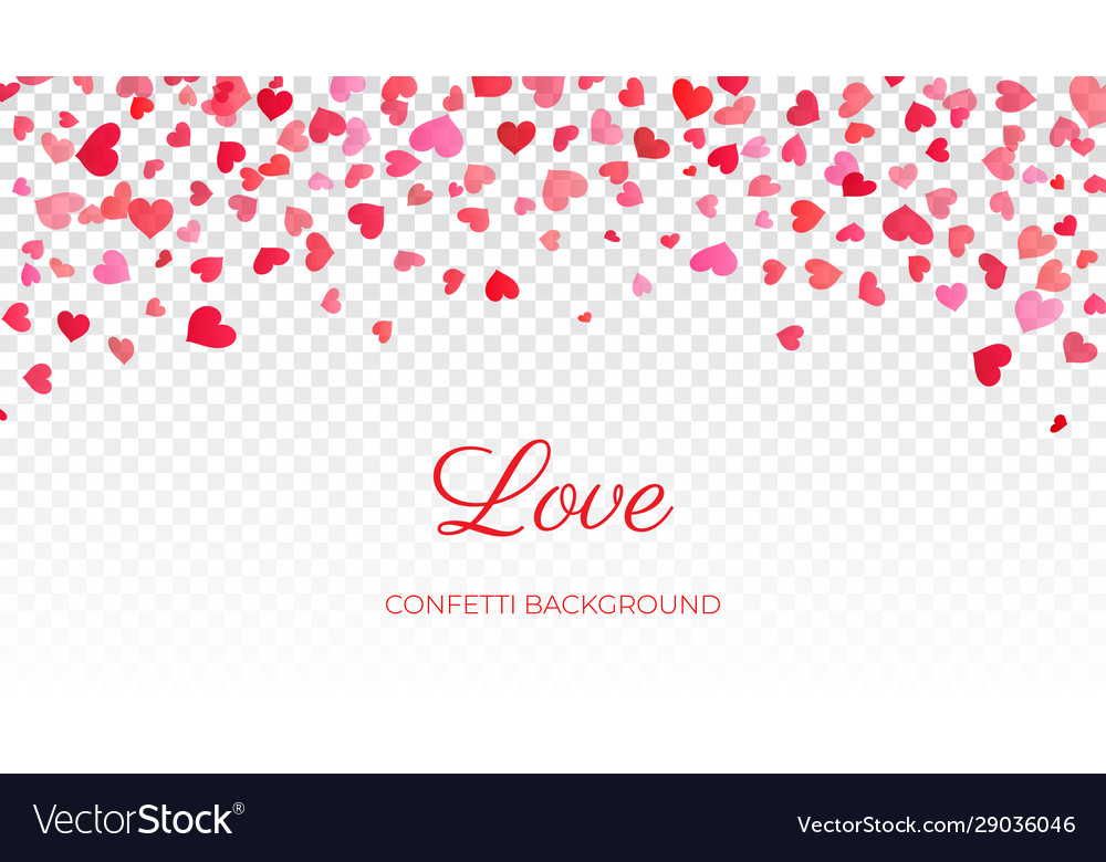 Heart confetti falling background valentine s love