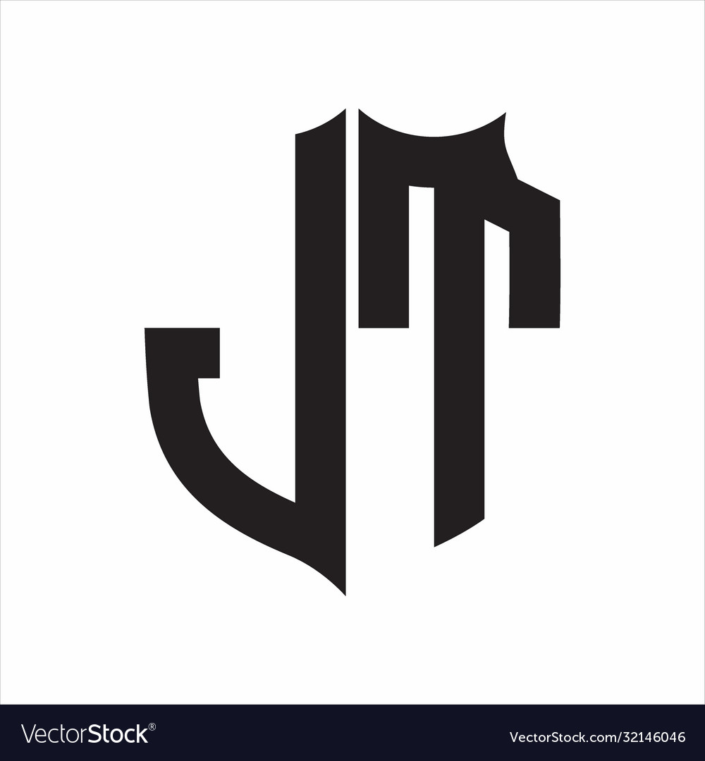Jt logo shield style monogram design template Vector Image