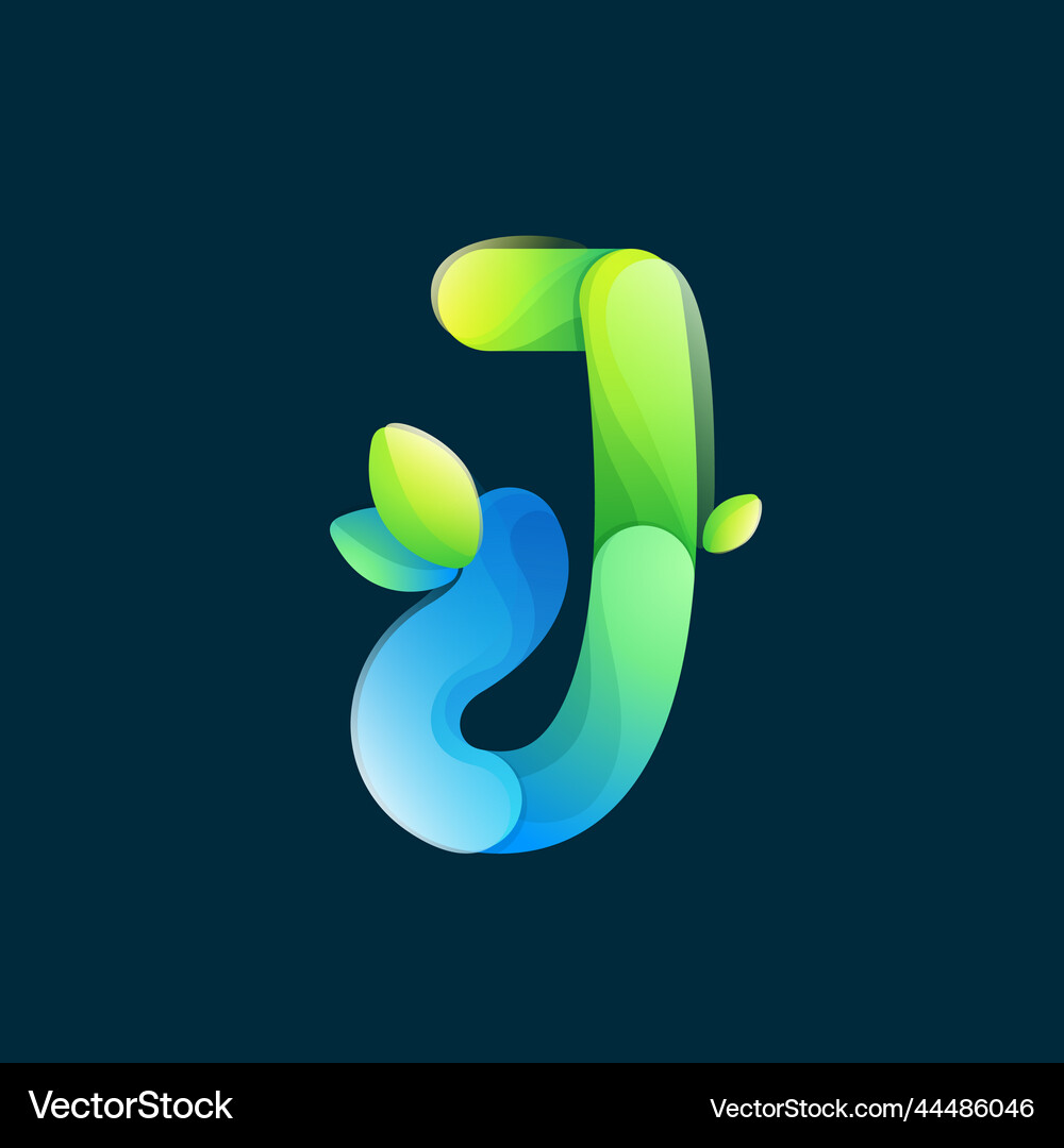 Letter j eco logo with gradient lines with green Vector Image