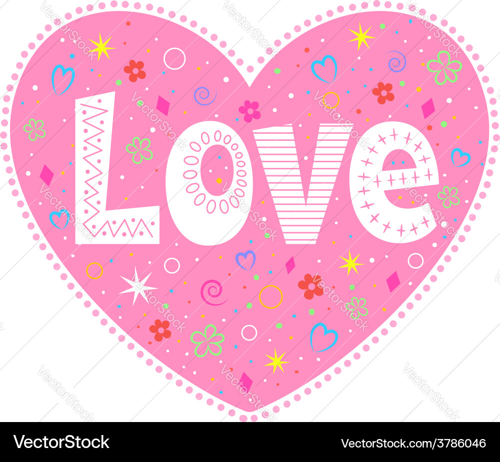 Love lettering decorative heart Royalty Free Vector Image