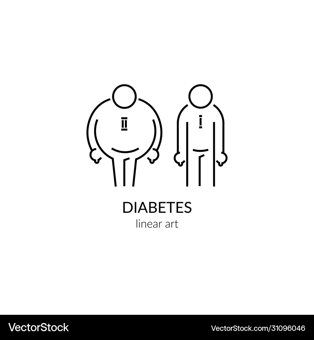 Main types diabetes line icons Royalty Free Vector Image