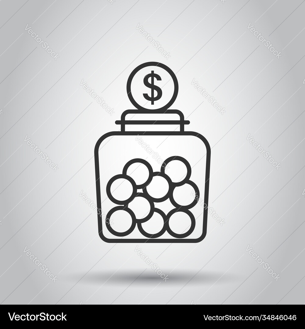 Money box icon in flat style coin jar container Vector Image