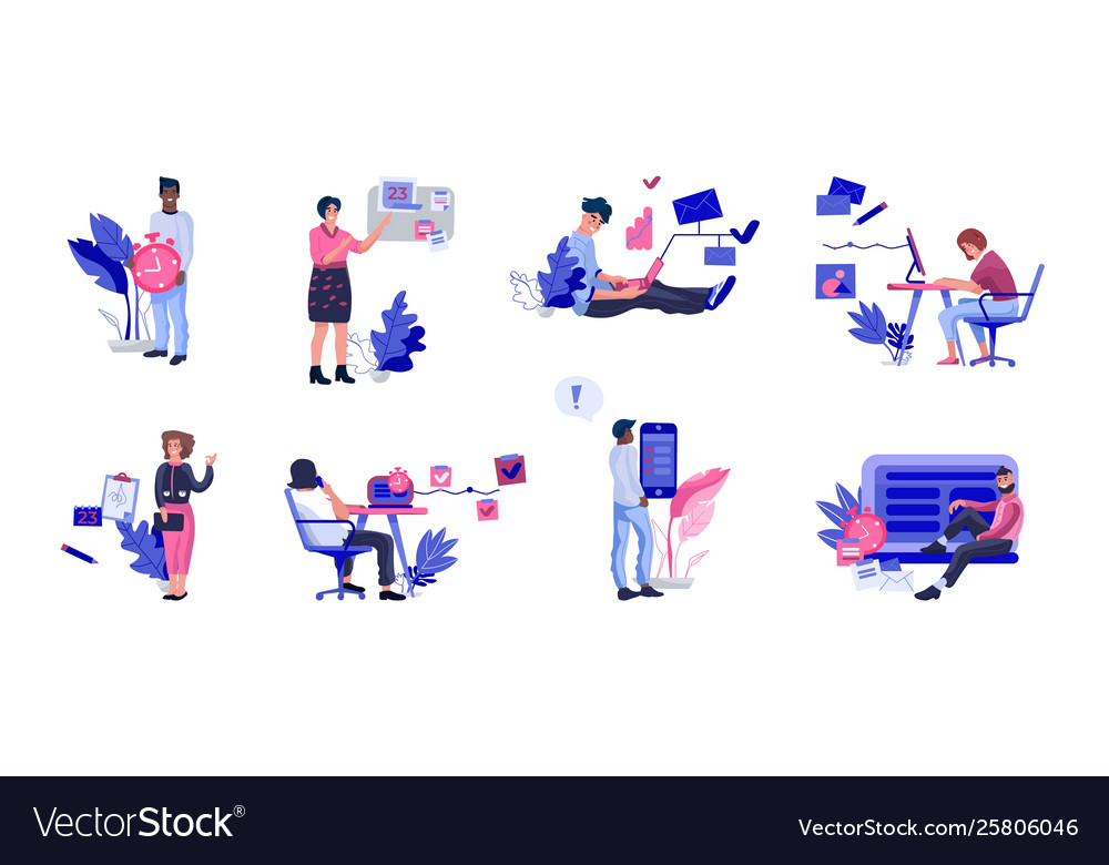 People successfully organizing work collection Vector Image People successfully organizing work collection Vector Image