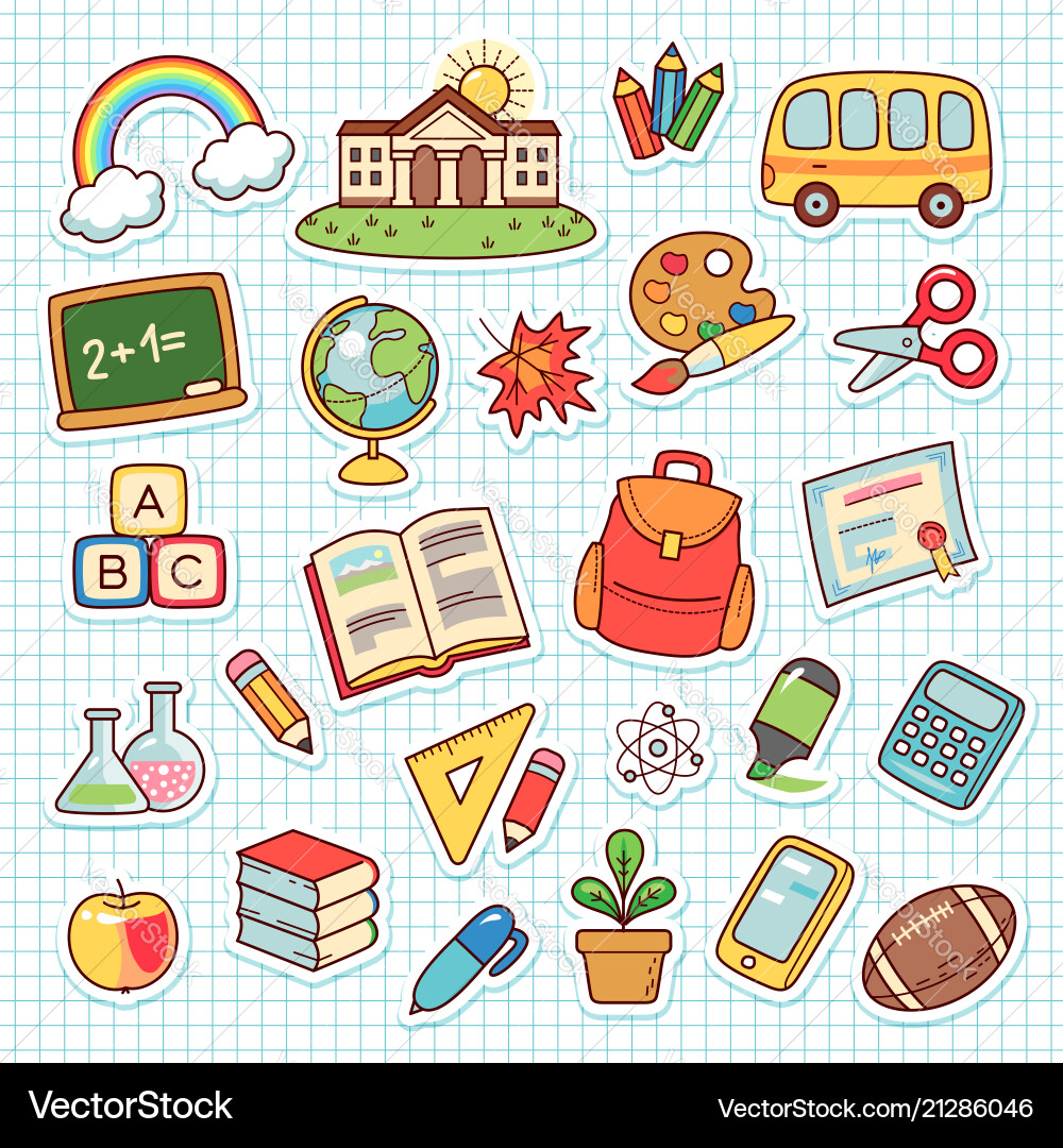 Shool objects set Royalty Free Vector Image - VectorStock