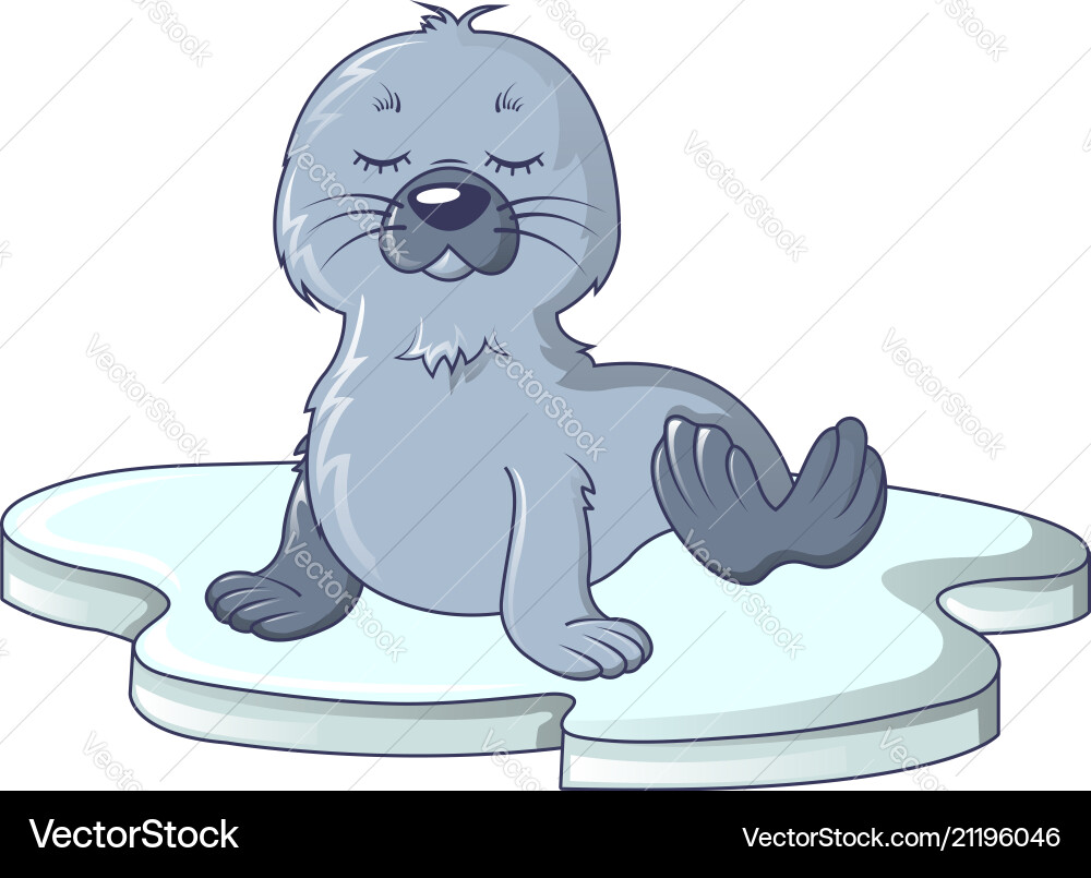 Walrus on ice icon cartoon style Royalty Free Vector Image