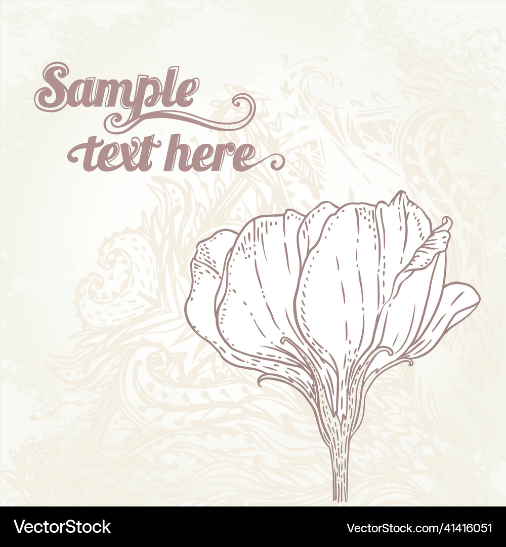Beige blooming flower vintage Royalty Free Vector Image