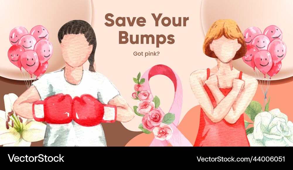 Blog header template with breast cancer Royalty Free Vector