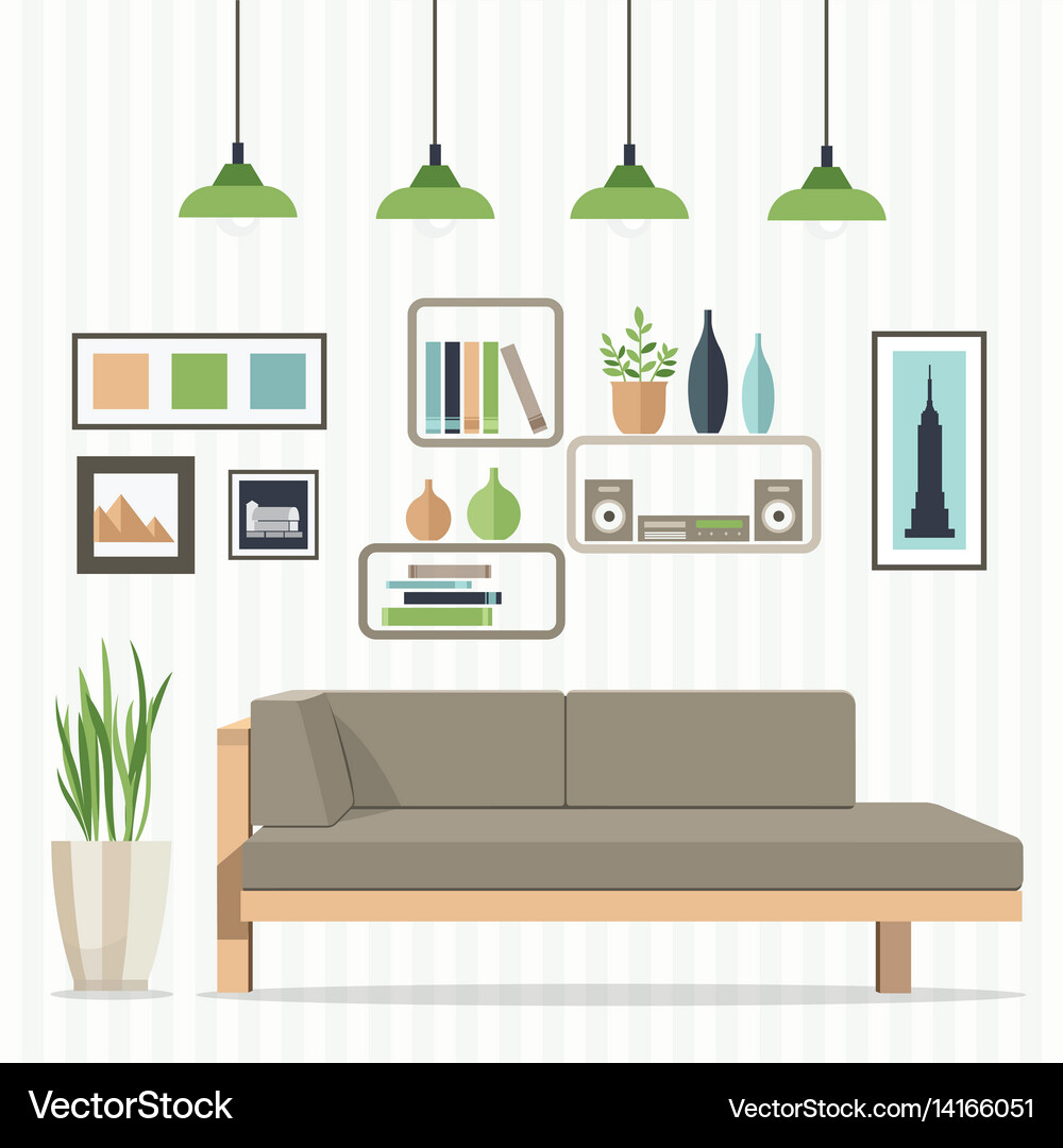 Cozy living room Royalty Free Vector Image - VectorStock