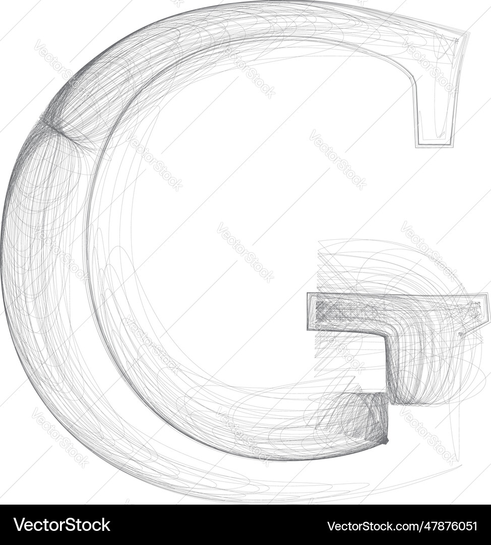 Doodle digital drawn sketch letter g Royalty Free Vector