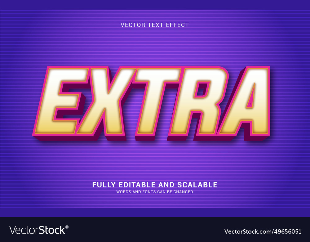 Editable text effect extra style Royalty Free Vector Image