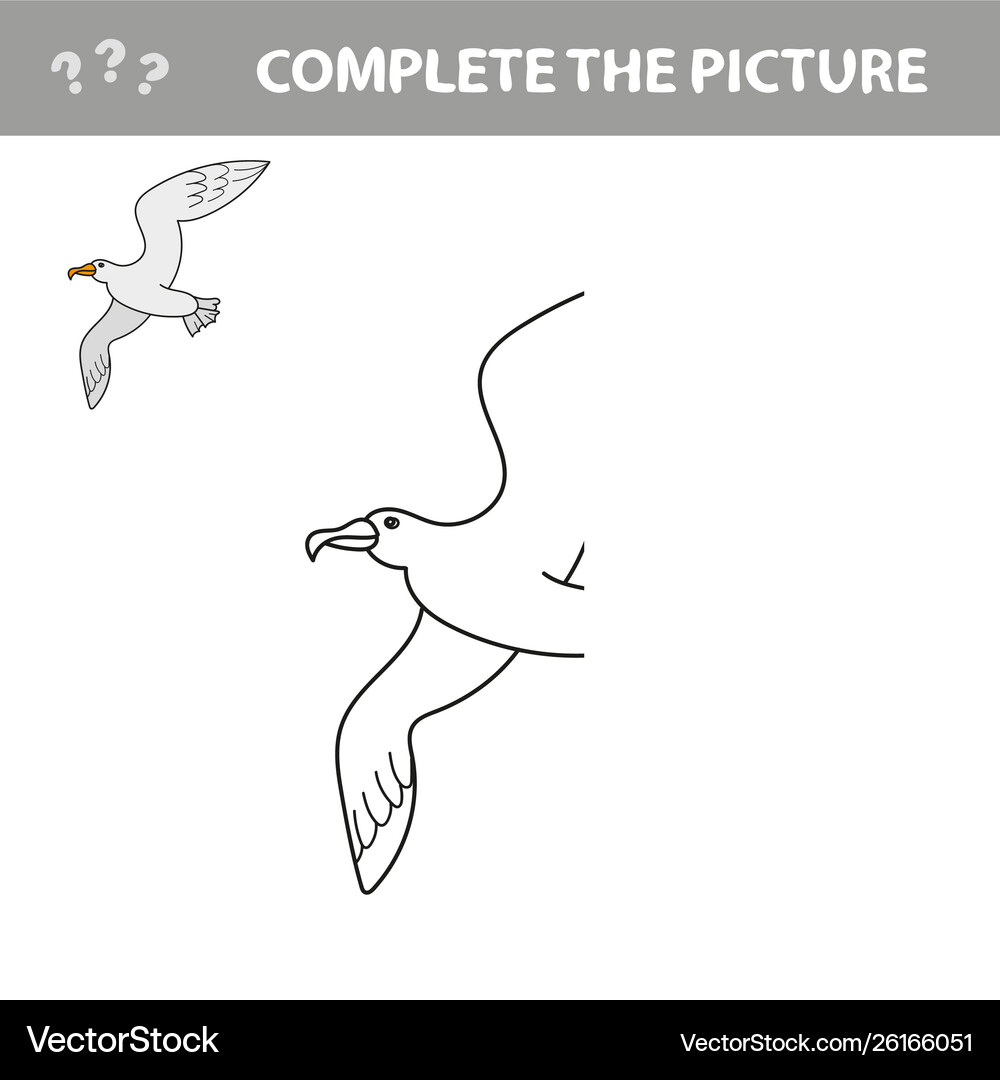 Educational game coloring book seagull bird Vector Image