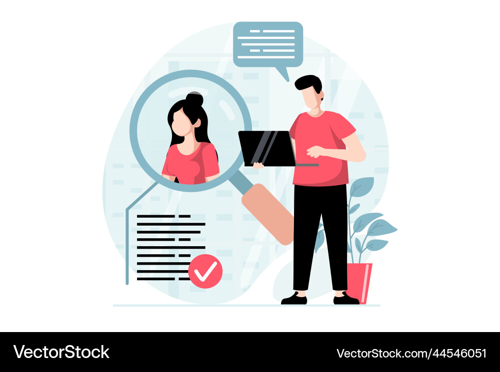 Employee hiring process concept with people scene Vector Image
