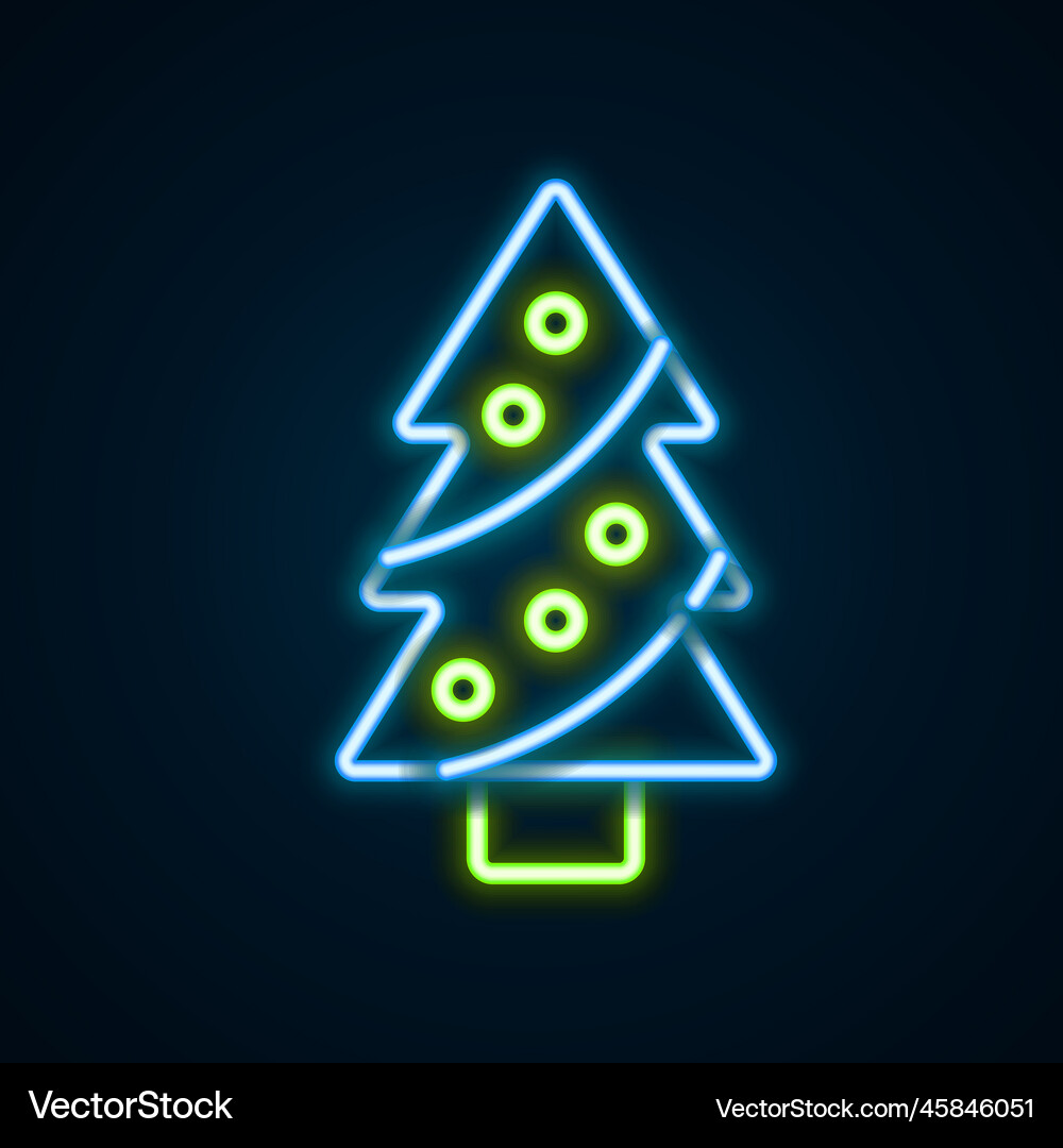 Glowing neon line christmas tree with decorations Vector Image