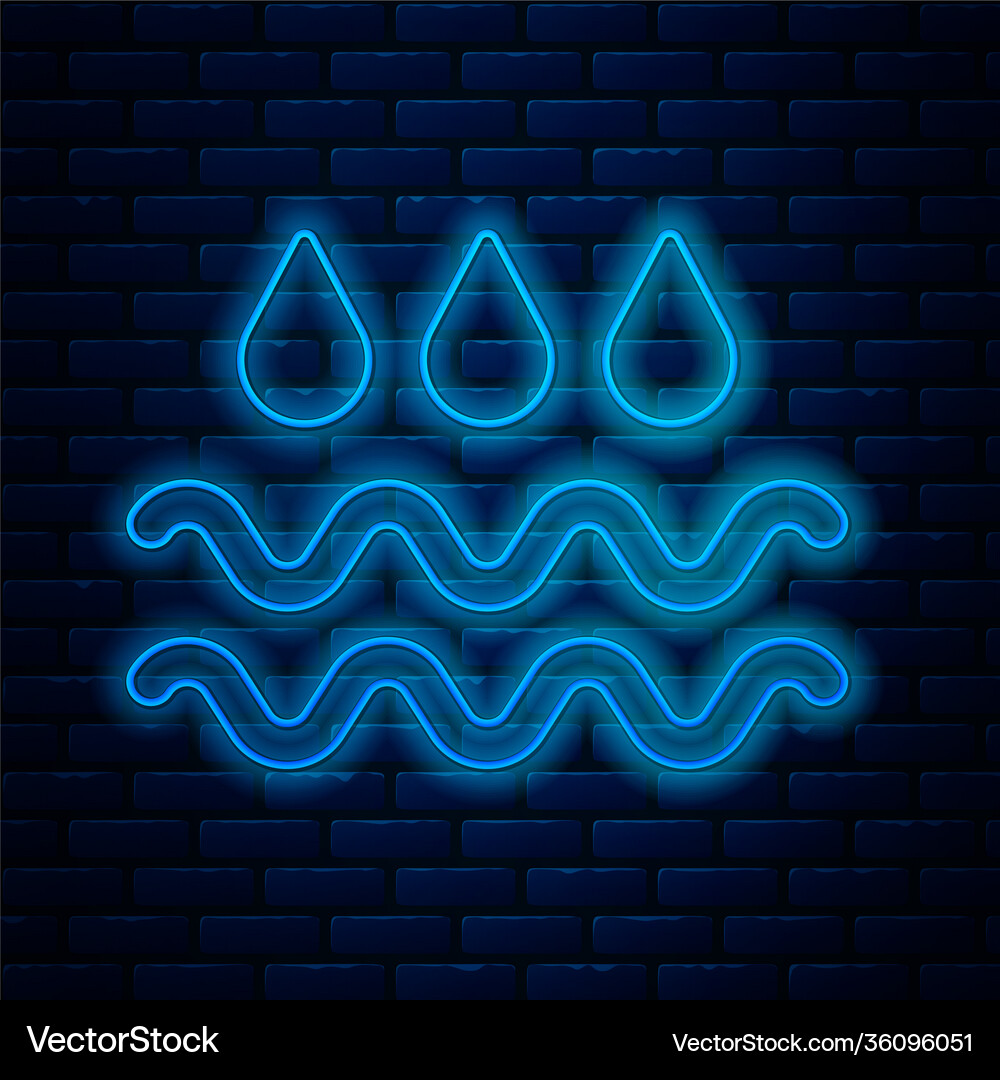 Glowing neon line wave with water drop icon Vector Image