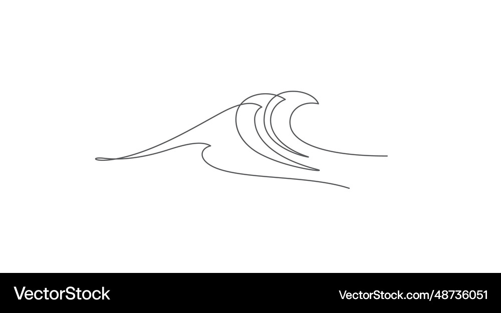 Ocean sea wave one line minimalism concept thin Vector Image