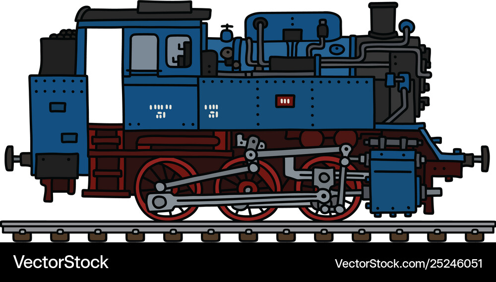 Old blue tank engine locomotive Royalty Free Vector Image