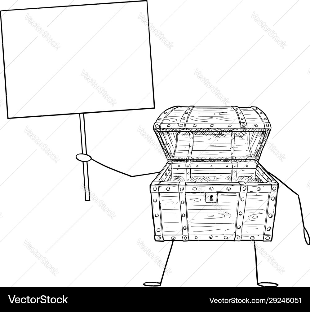 Open empty treasure pirate chest cartoon Vector Image