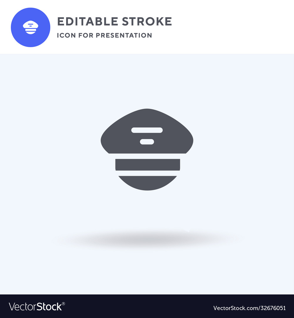 Pilot hat icon filled flat sign solid Royalty Free Vector
