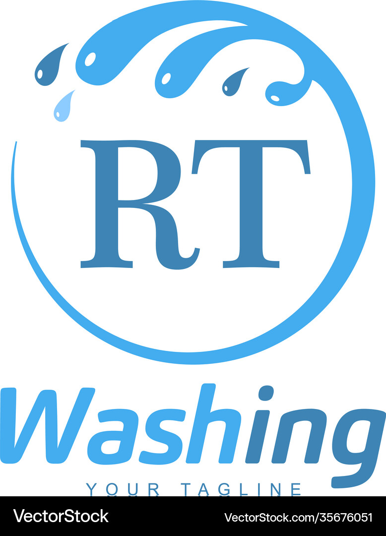 Rt letter design with wash logo modern Royalty Free Vector