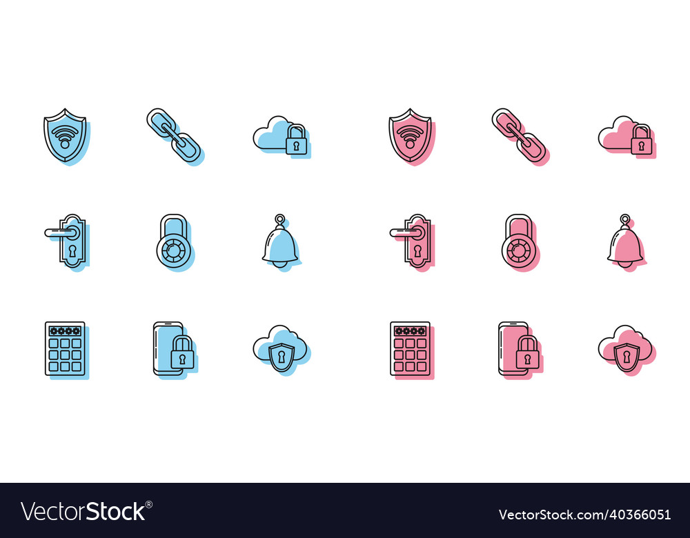 Set Line Password Protection And Safety Access Vector Image