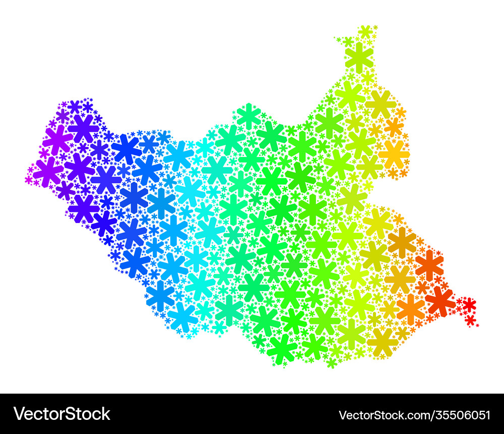 Spectral gradient winter mosaic south sudan map Vector Image