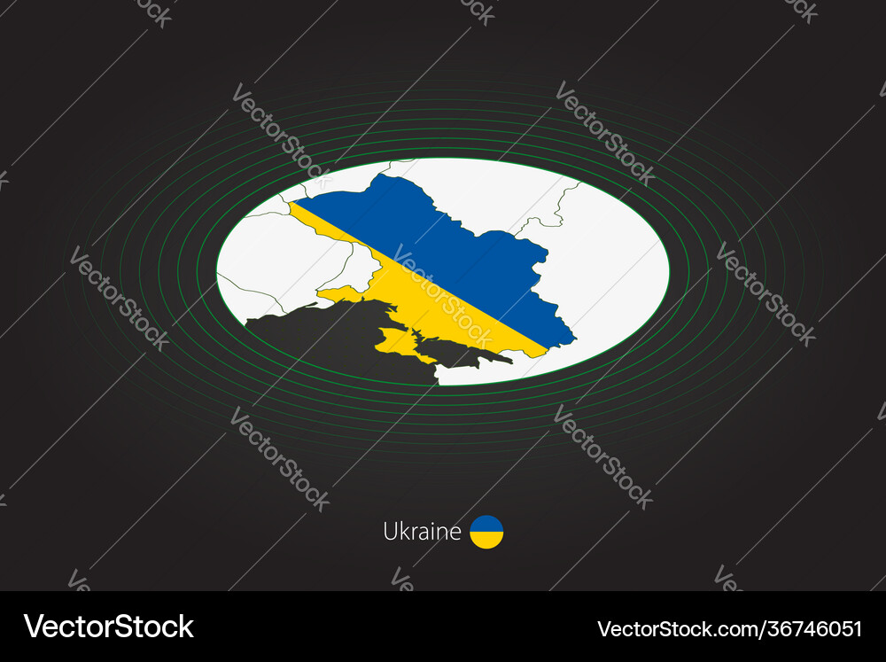 Ukraine map in dark color oval map Royalty Free Vector Image
