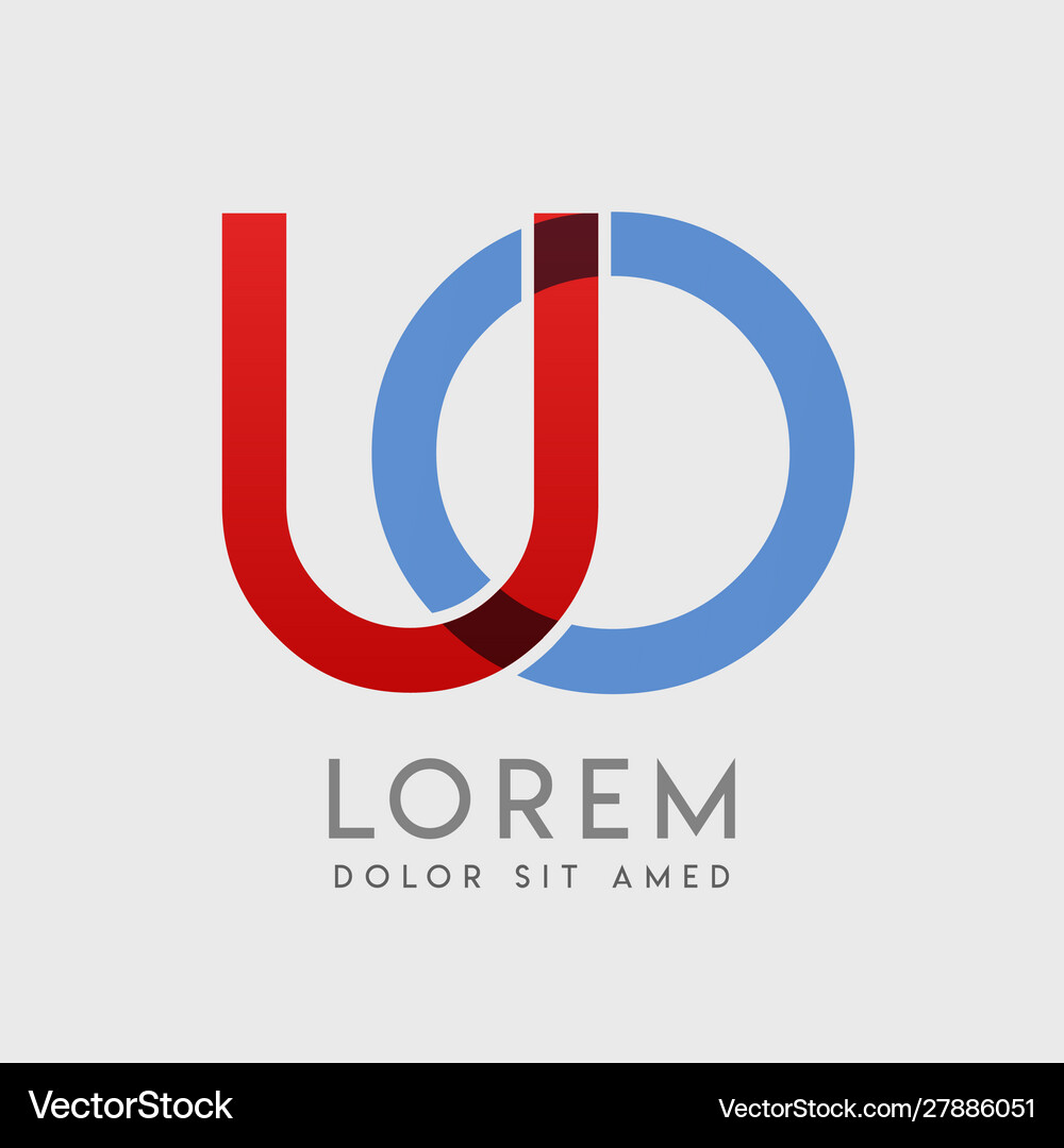 Uo logo letters with blue and red gradation Vector Image
