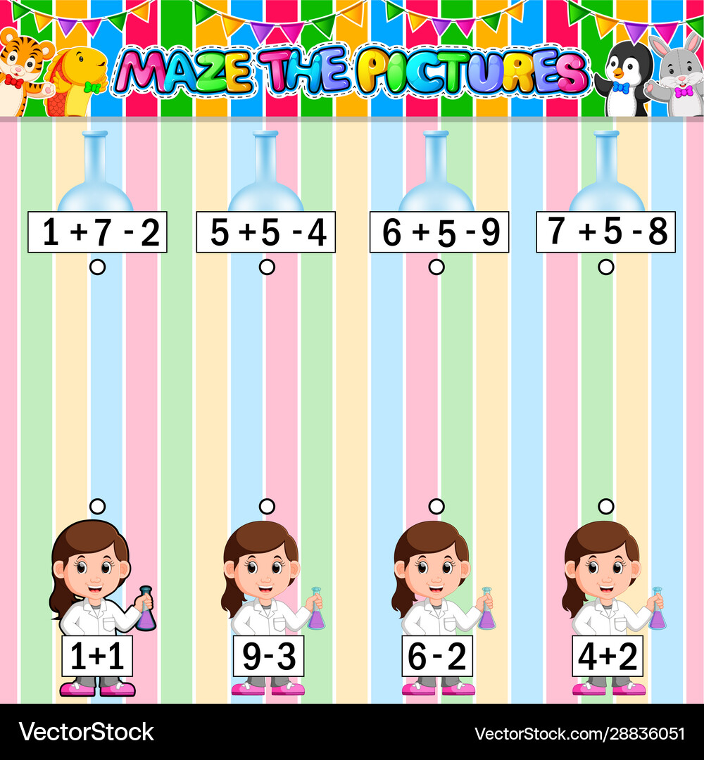 Worksheet with exercises for children on addition Vector Image