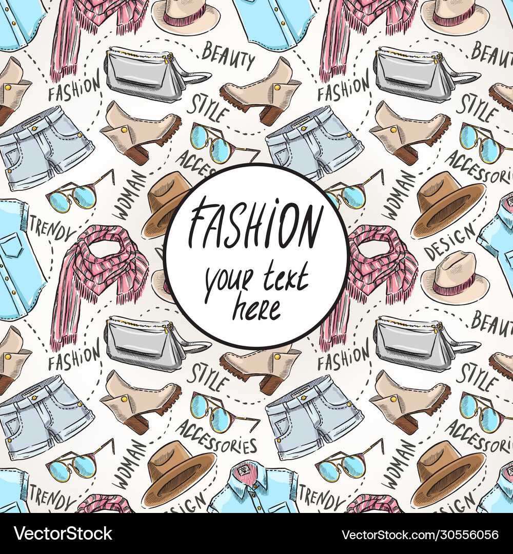 Background with sketch womens clothing Royalty Free Vector