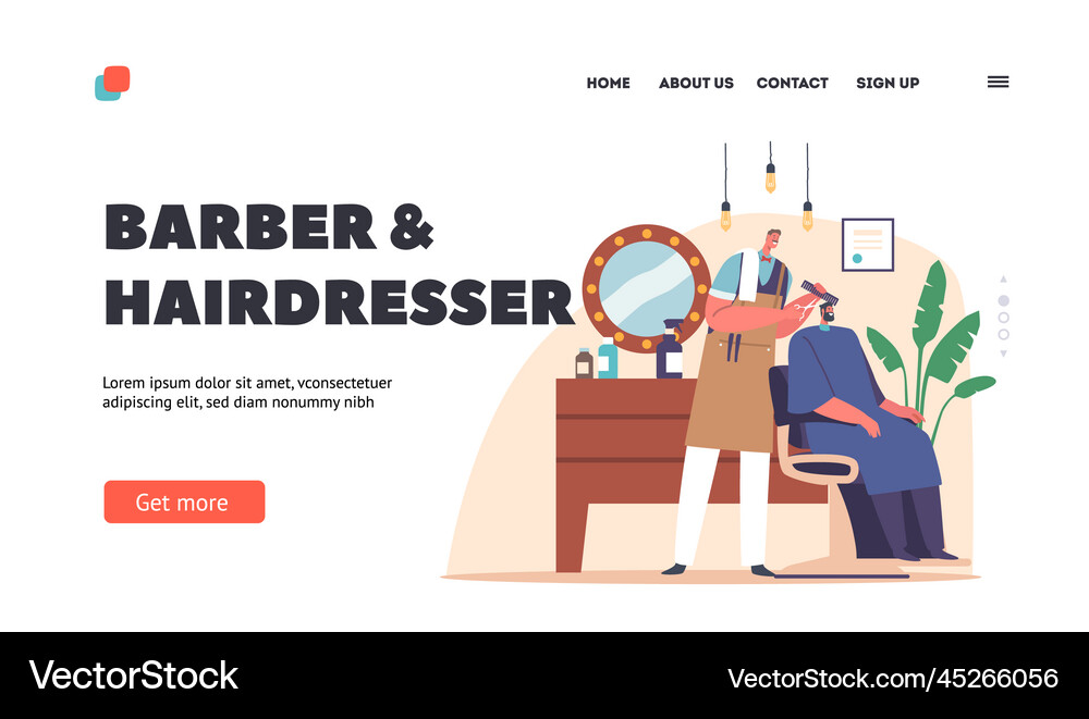 Barbershop master landing page template Royalty Free Vector