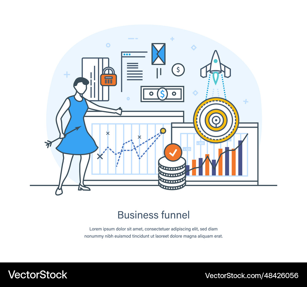 Business funnel process digital marketing Vector Image