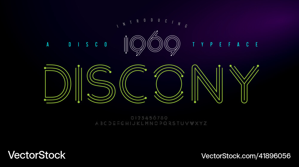 Disco retro alphabet fontsand number typography Vector Image