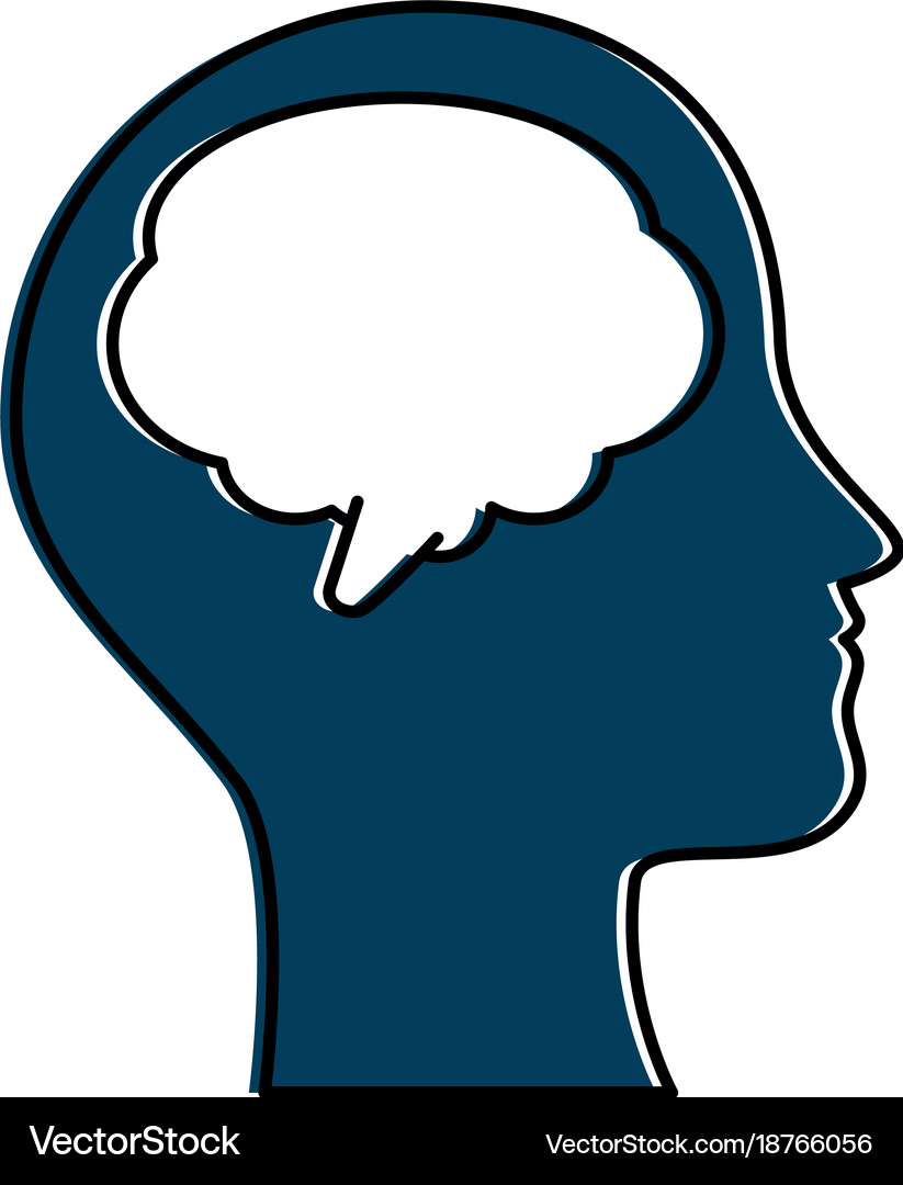 Human profile with speech bubble Royalty Free Vector Image
