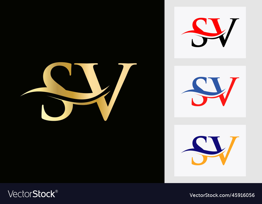 Initial monogram letter sv logo design sv Vector Image
