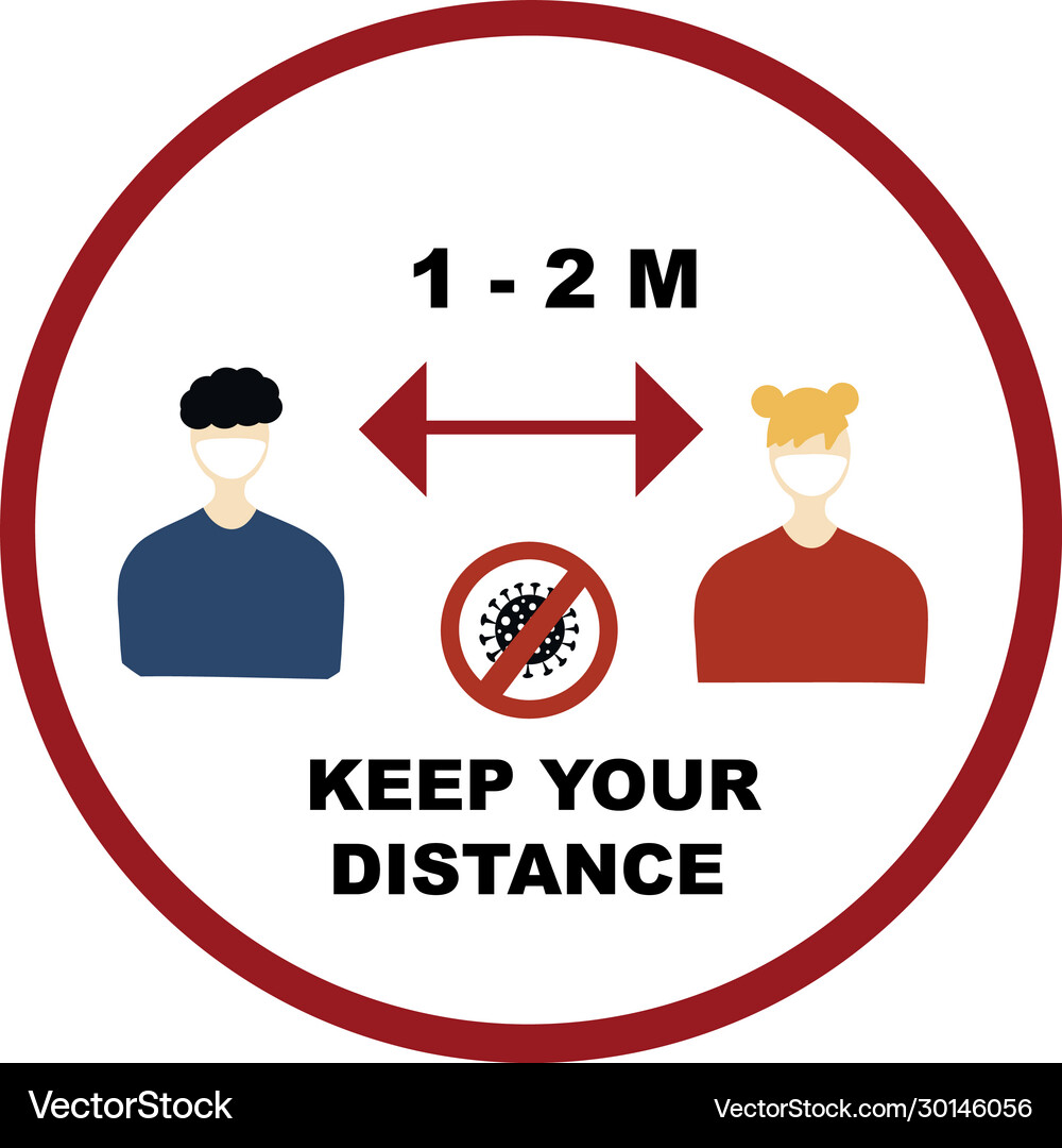 Keep your distance coronavirus sign prevention Vector Image