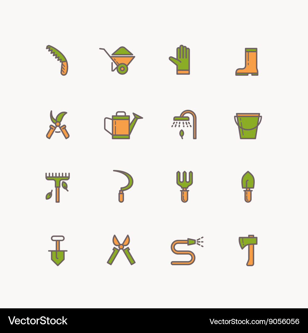 Linear icons of garden tools Royalty Free Vector Image