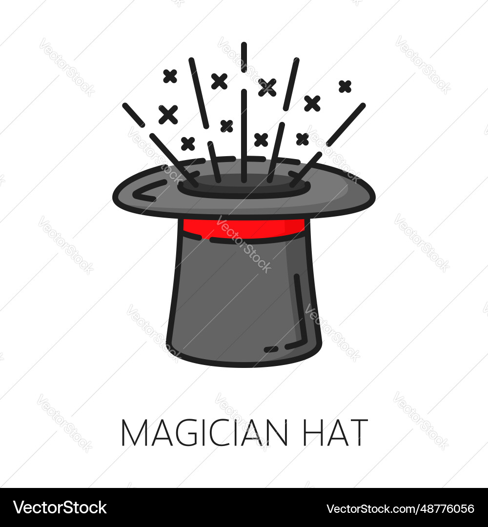 Magician hat witchcraft magic icon of wizard cap Vector Image