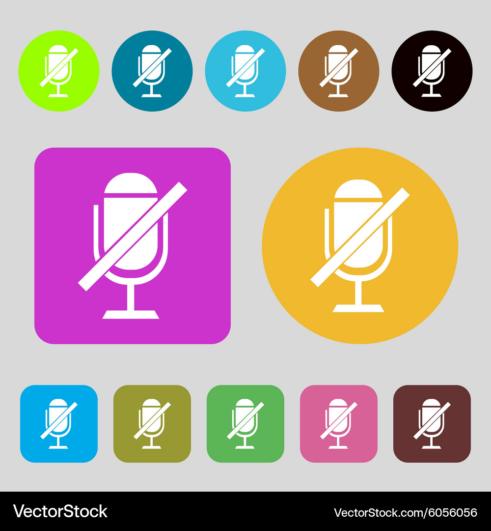 No microphone sign icon speaker symbol 12 colored Vector Image