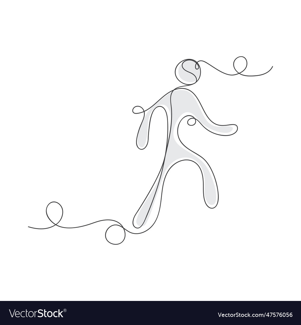One continuous line art walking man Royalty Free Vector