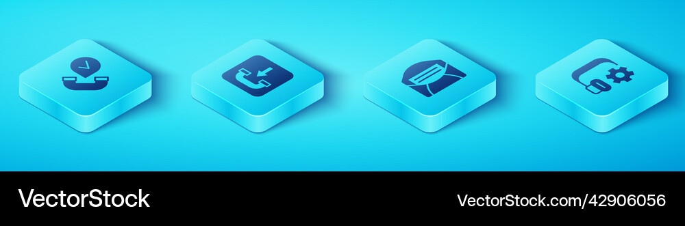 Set isometric telephone handset incoming call Vector Image